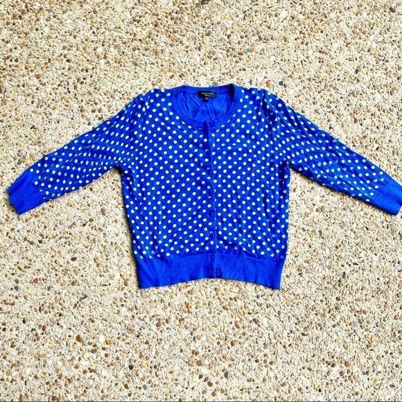 Spense | Sweaters | Spense Knitsblue White Polka Dot Sweater L | Poshmark
